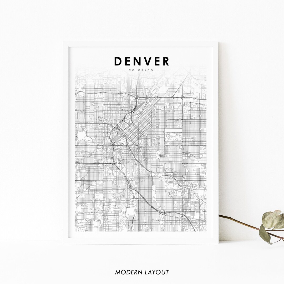 Denver CO Map Print, Colorado USA Map Art Poster, City Street Road Map ...