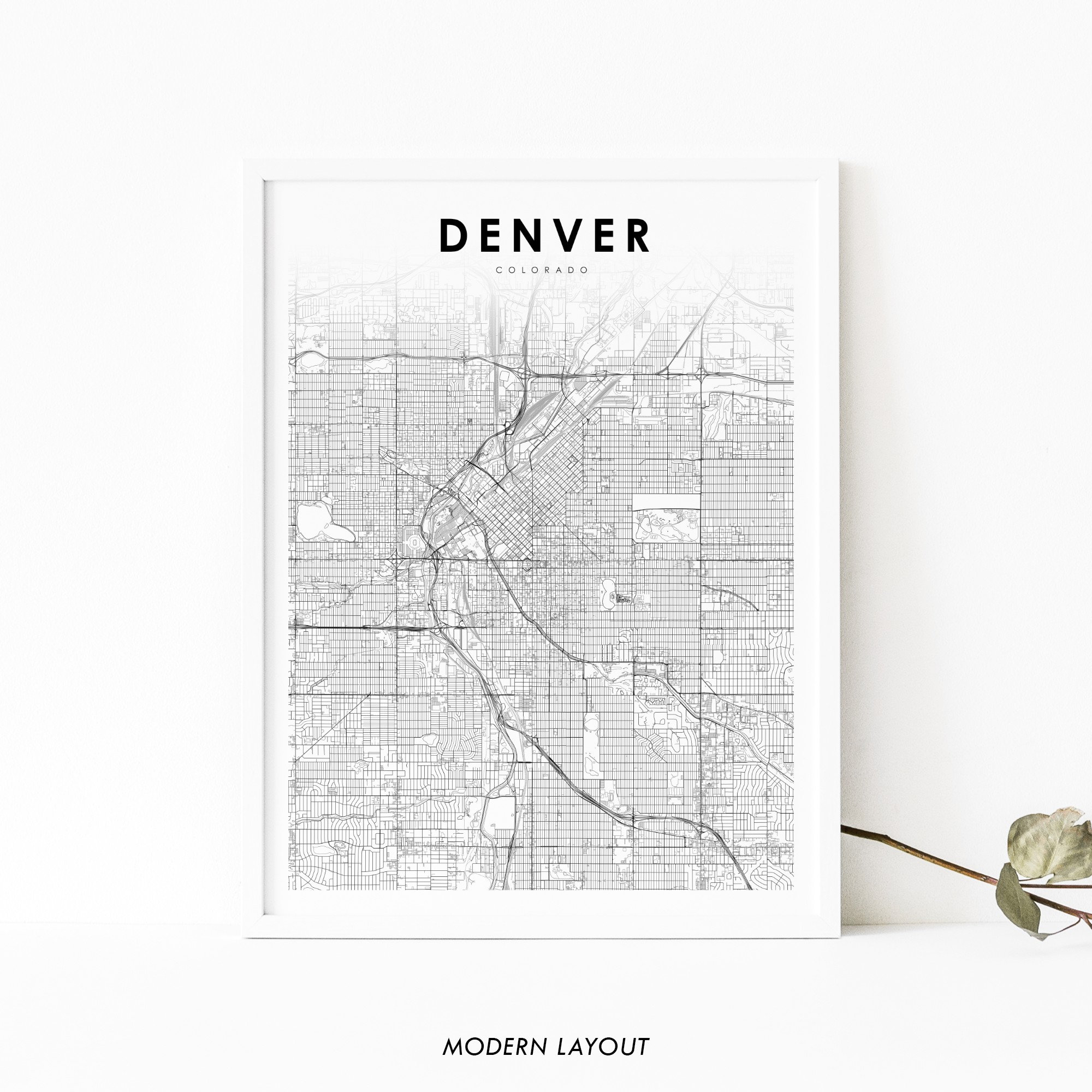 Denver CO Map Print Colorado USA Map Art Poster City Street - Etsy