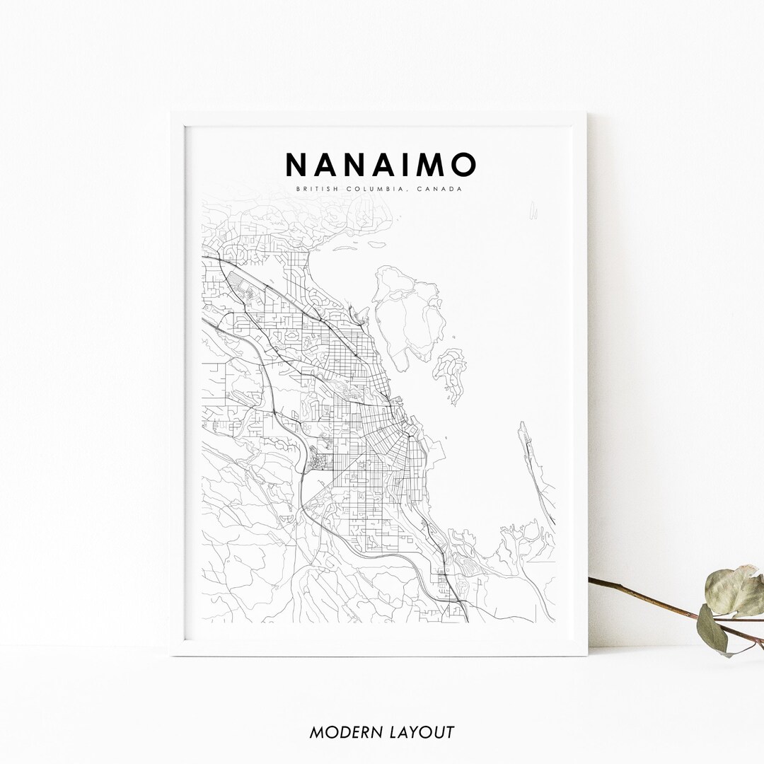 Nanaimo BC Map Print, British Columbia Canada Map Art Poster, City ...