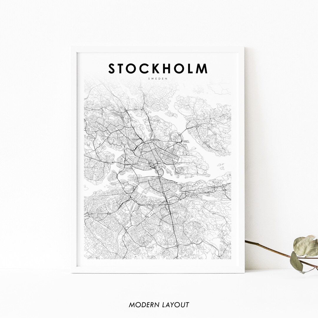 Stockholm Area Sweden Map Print, Map Art Poster, Sverige, City Street ...