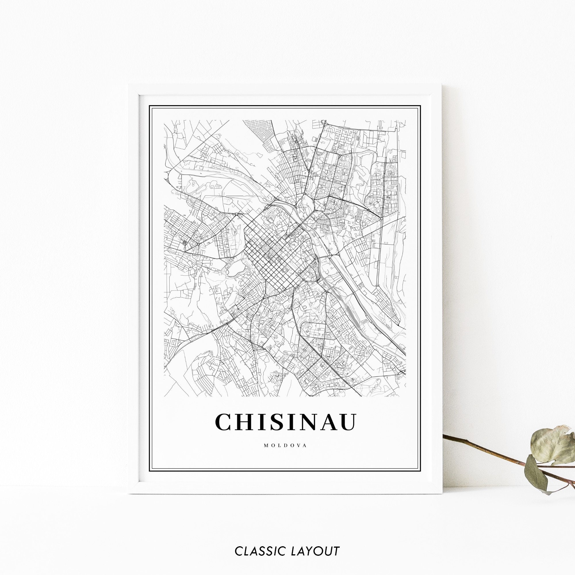 Chisinau Moldova Map Print, Map Art Poster, Chișinău Kishinev City Road ...