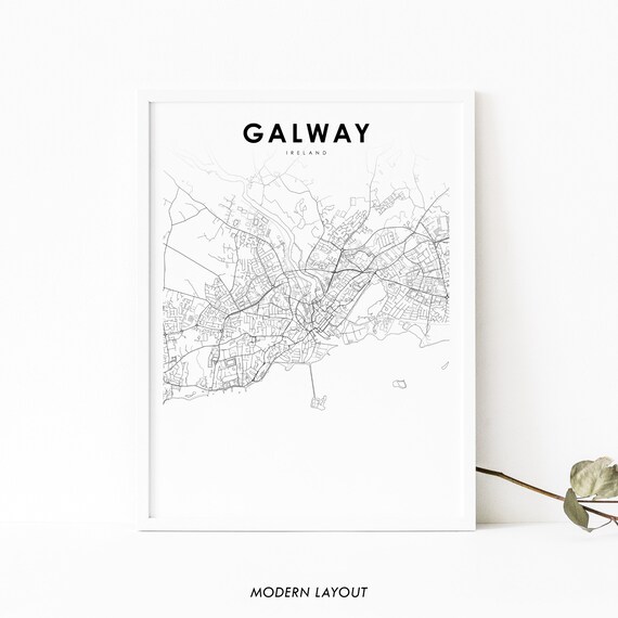 Galway Ireland Map Print Map Art Poster Gaillimh Corrib - Etsy