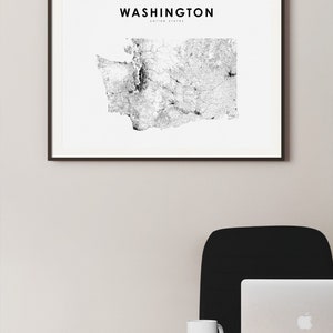 Washington Map Print, State Road Map Print, WA USA United States Map ...