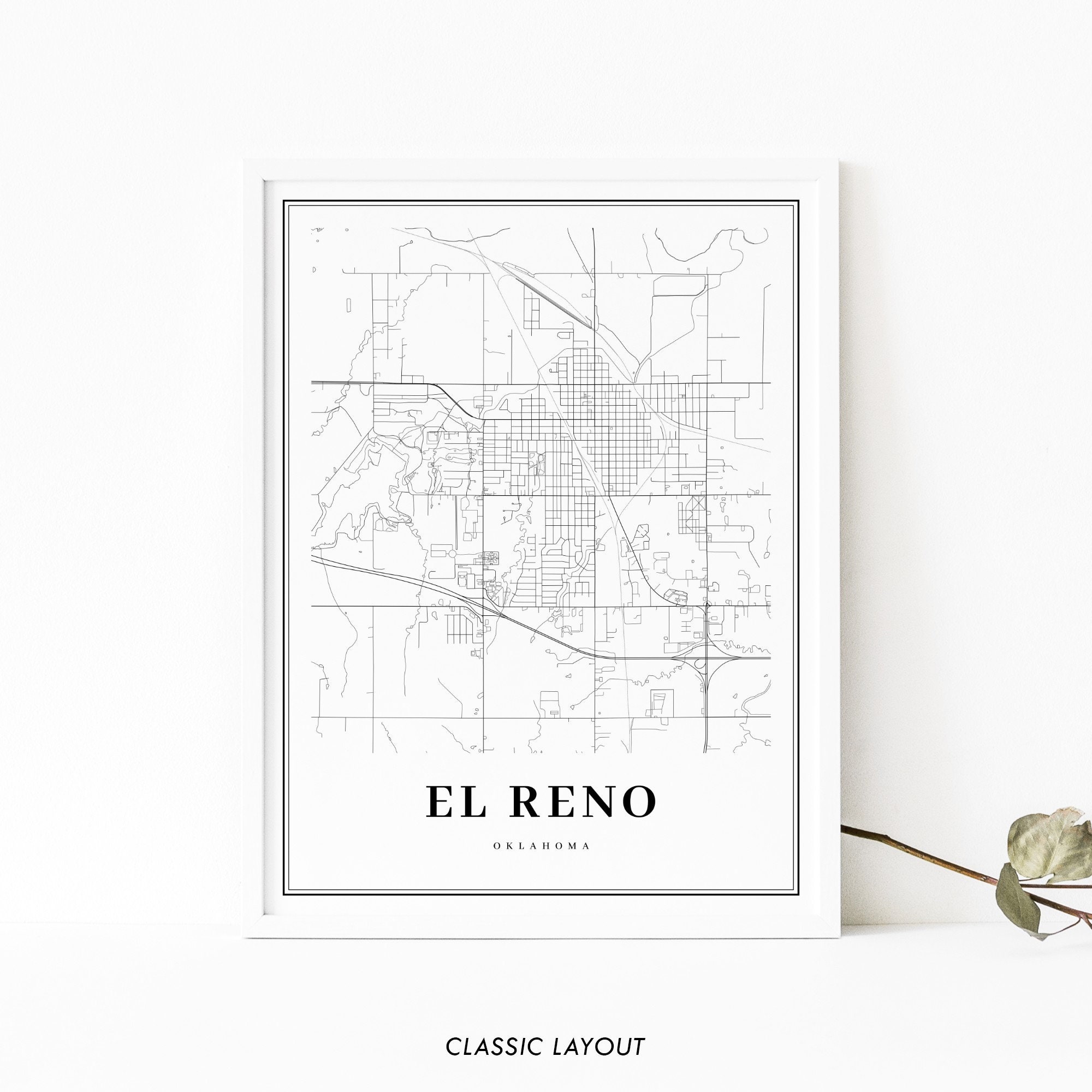 El Reno OK Map Print Oklahoma USA Map Art Poster Canadian - Etsy