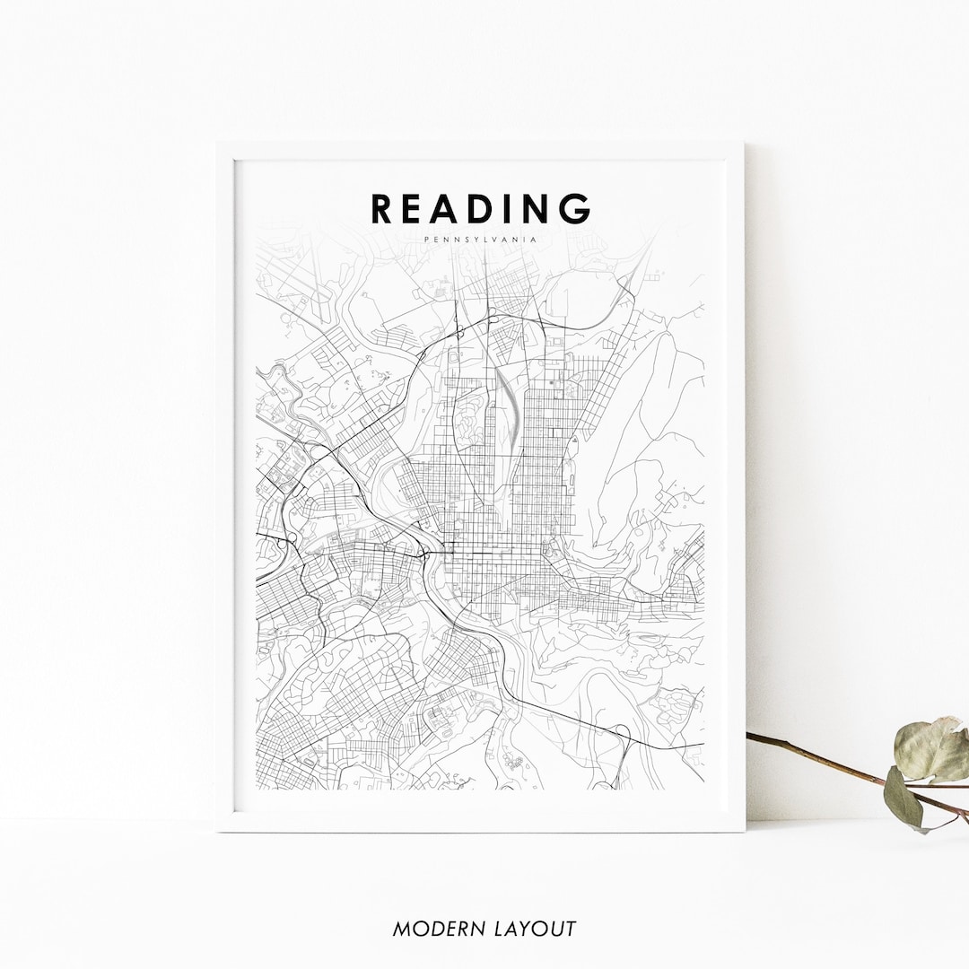 Reading PA Map Print, Pennsylvania USA Map Art Poster, Berks County ...