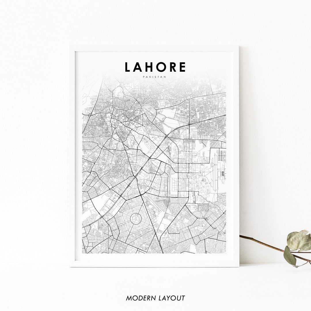 Lahore Pakistan Map Print, لاہور لہور Map Art Poster, Punjab City ...