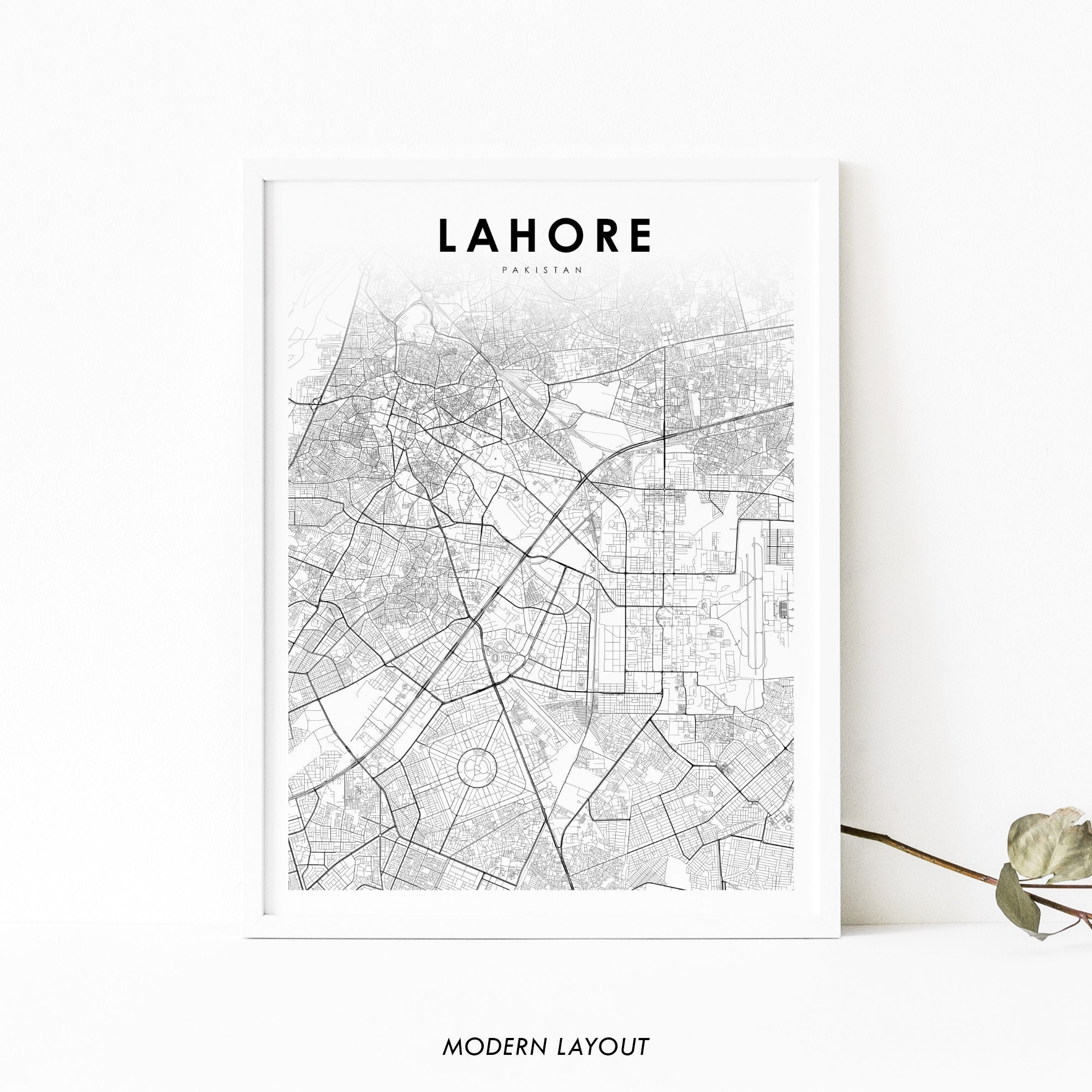 Lahore Pakistan Map Print, لاہور لہور Map Art Poster, Punjab City ...