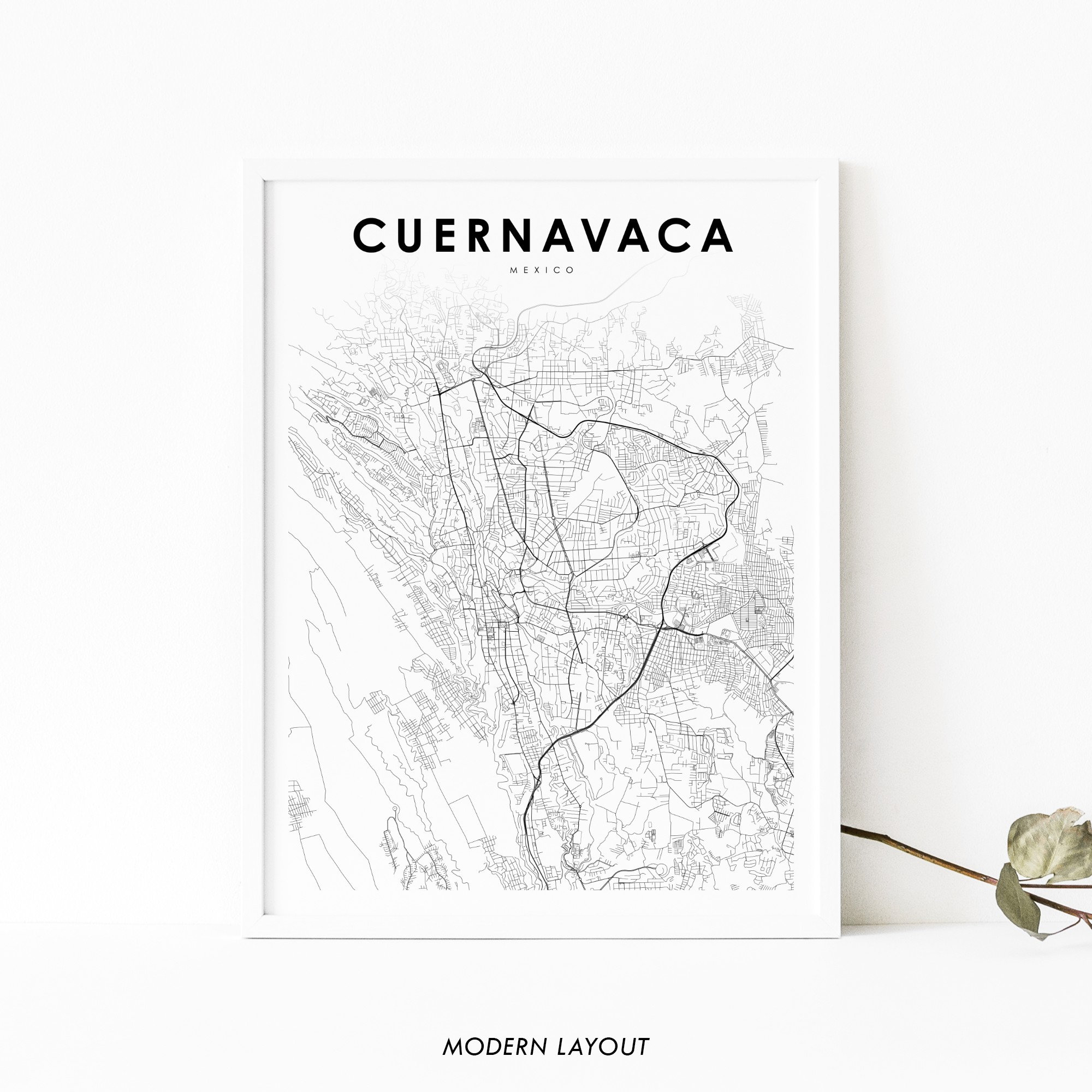 Cuernavaca Mexico Map Print Cuahnahuac México Map Art Poster | Etsy