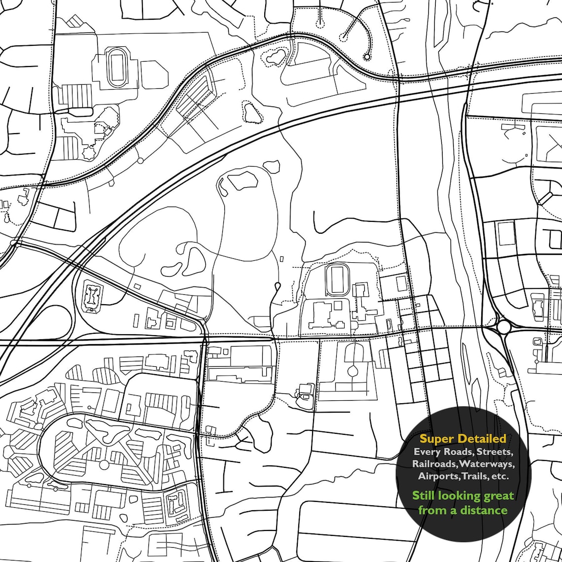 Dublin OH Map Print, Ohio USA Map Art Poster, City Street Road Map ...