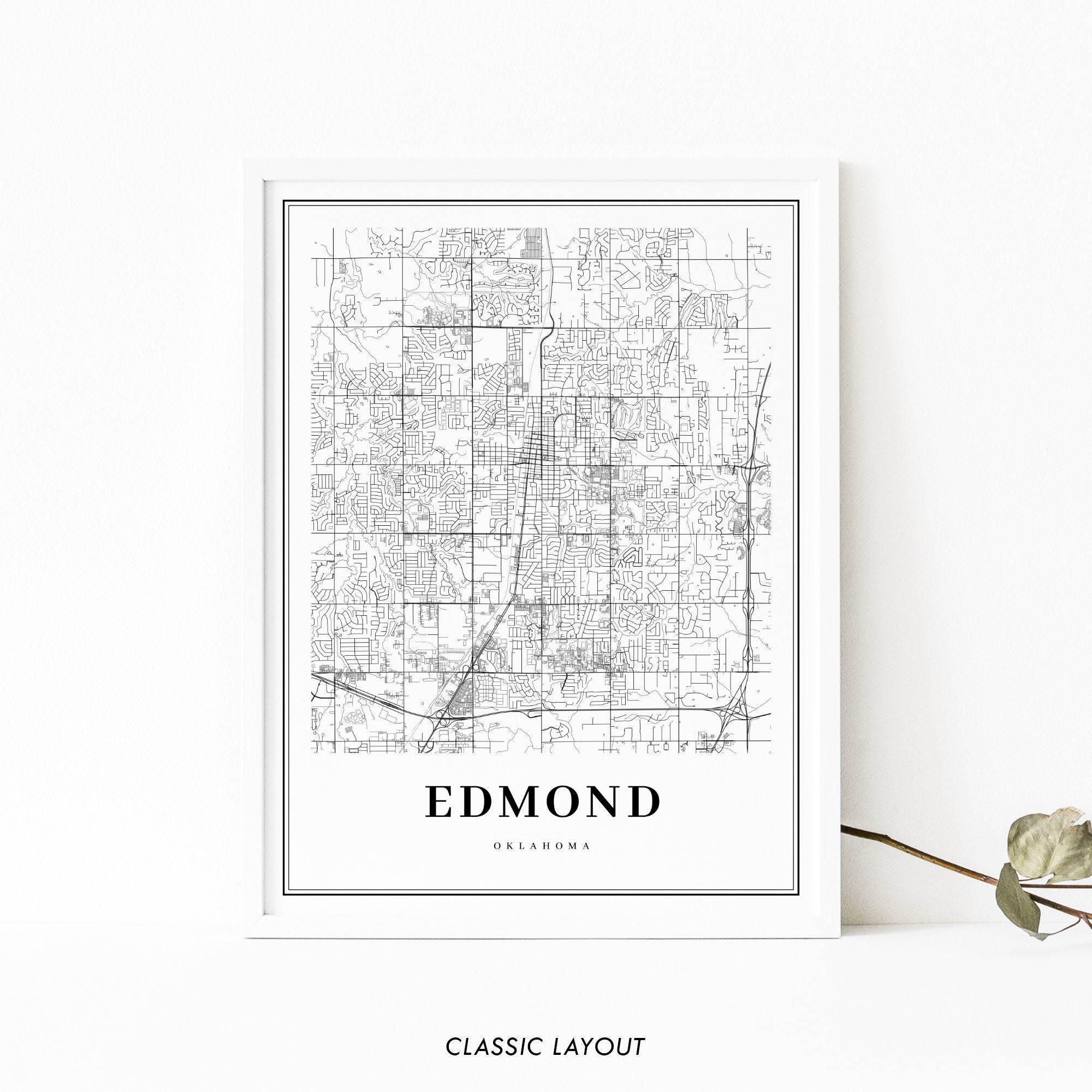 Edmond OK Map Print Oklahoma USA Map Art Poster Oklahoma - Etsy