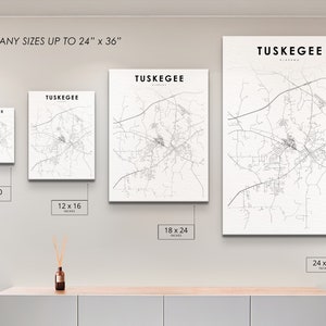 Tuskegee AL Map Print, Alabama USA Map Art Poster, Macon County, City ...
