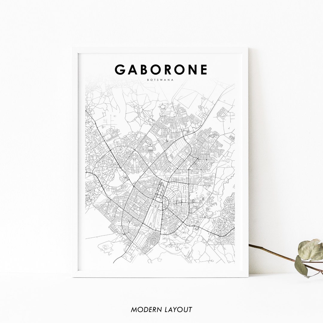 Gaborone Botswana Map Print, Map Art Poster, Gabs Africa, City Street ...