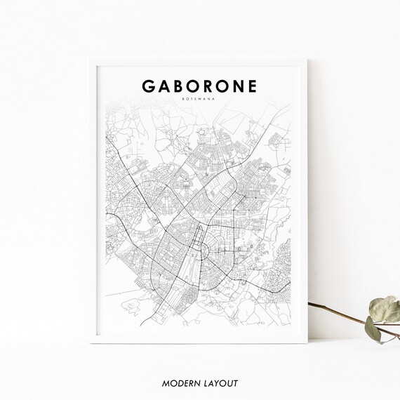 Gaborone Botswana Map Print Map Art Poster Gabs Africa City | Etsy