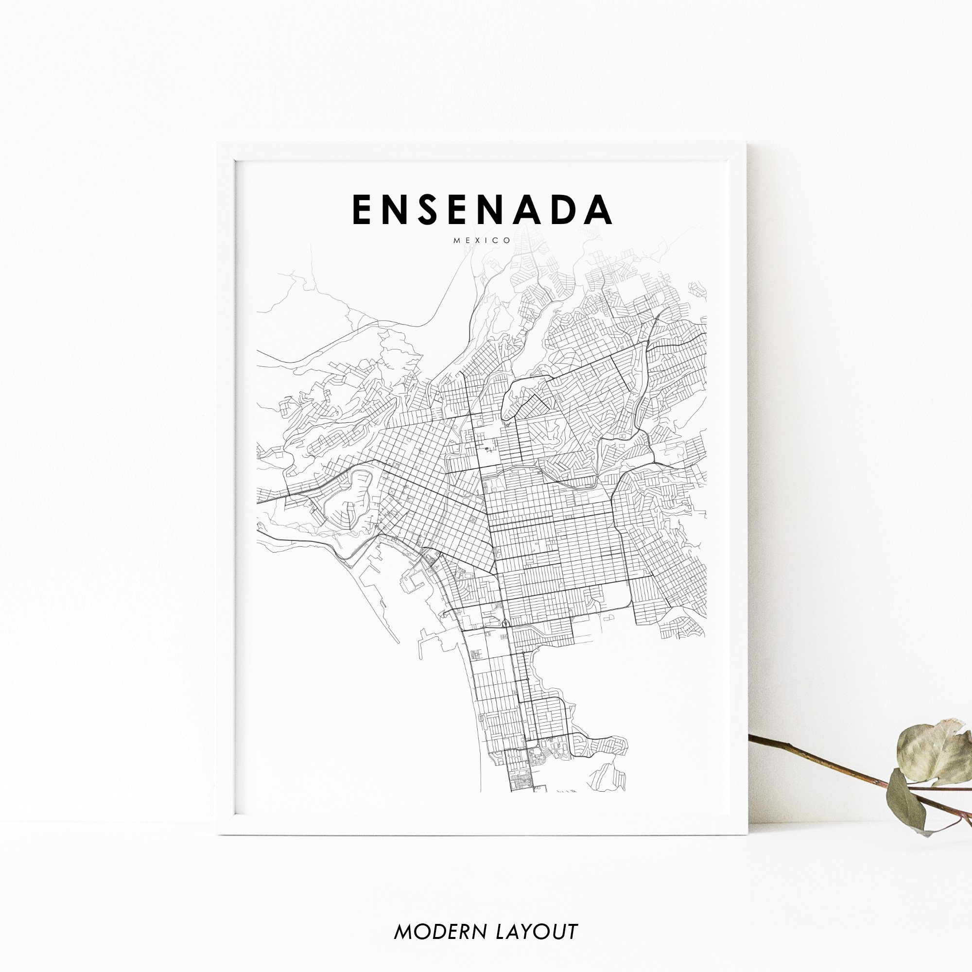 Ensenada Mexico Map Print Map Art Poster Baja California | Etsy