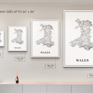 Wales Map Print, Road Map Art Poster, UK United Kingdom Britain Cardiff ...