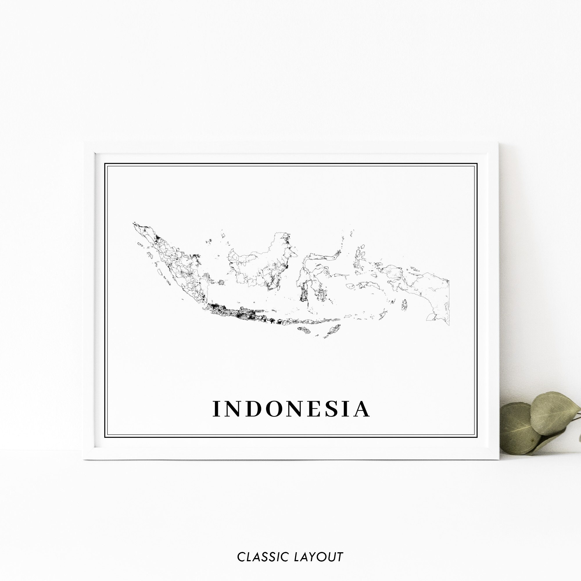 Indonesia Map Print, Road Map Art Poster, Jakarta Java Sumatra Map Art ...