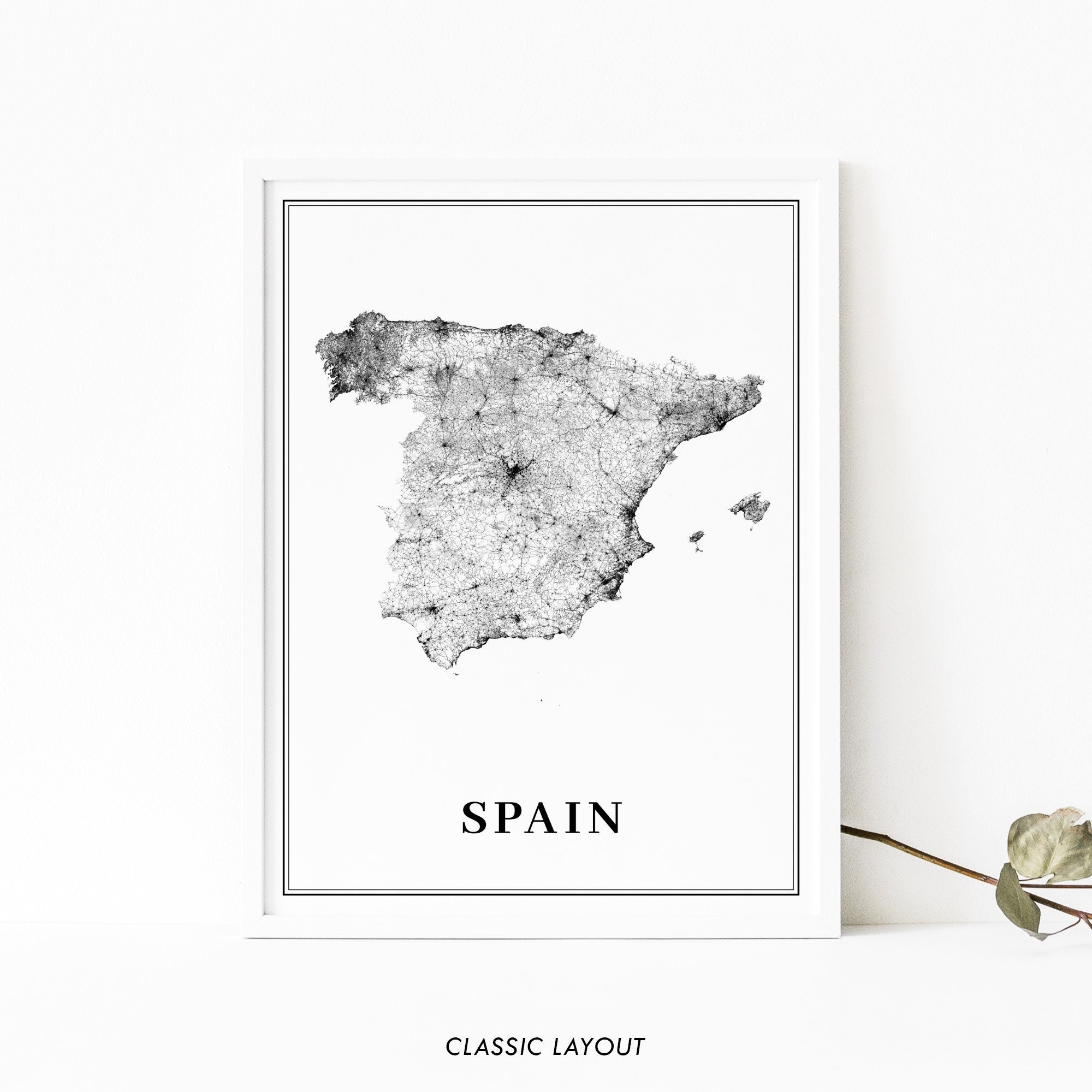 Spain Map Print, Country Road Map Poster, España Madrid Barcelona Map ...