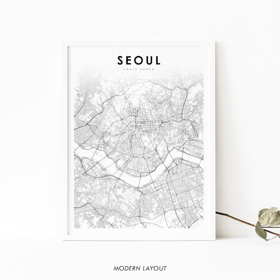 Seoul South Korea Map Print Map Art Poster 서울 대한민국 한국 남한 지도 - Etsy