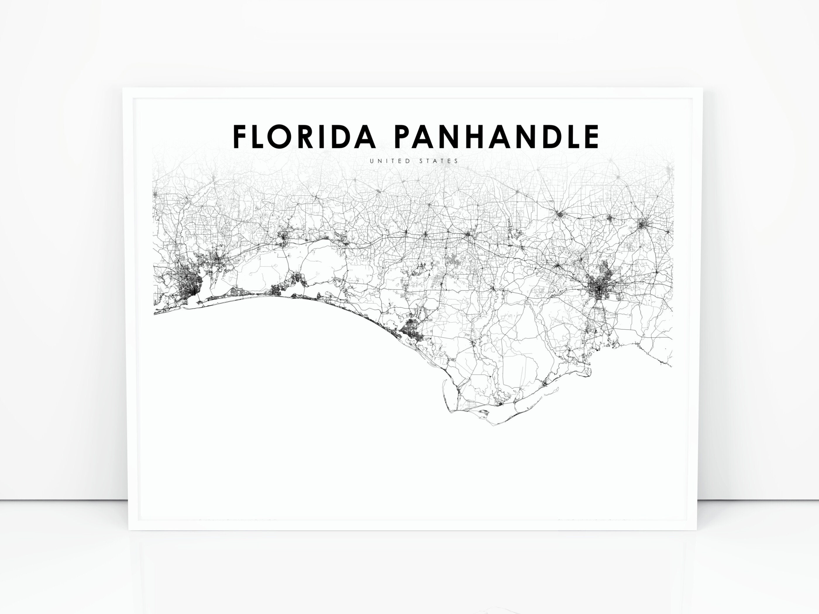Florida Panhandle FL Map Print Florida USA Map Art Poster | Etsy