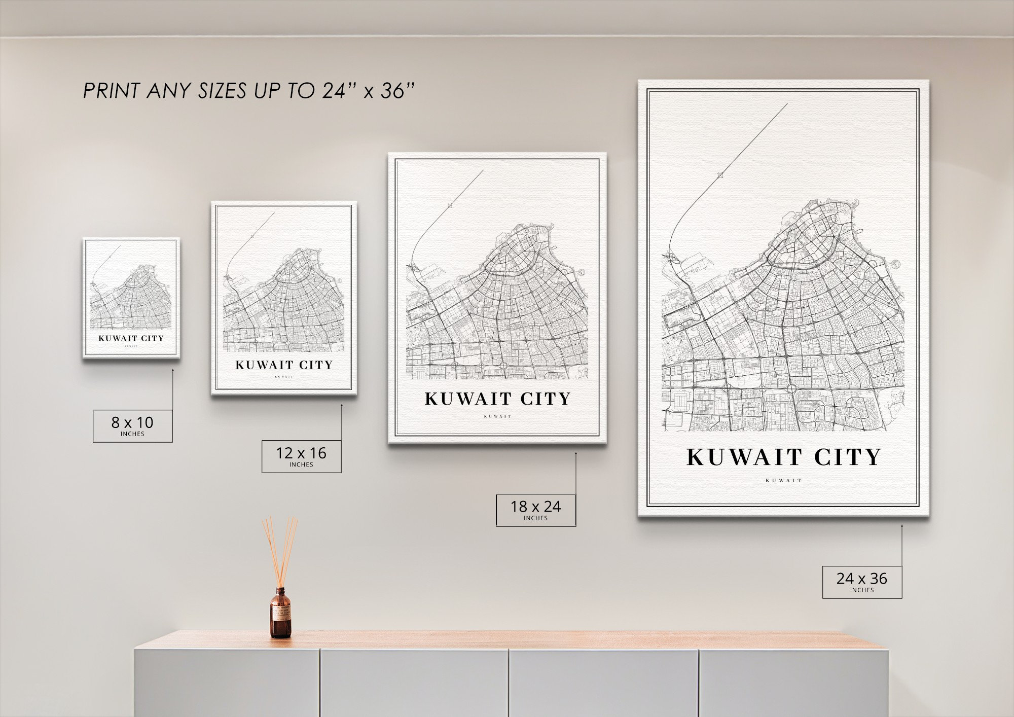 Kuwait City Map Print Kuwait Map Art Poster مدينة الكويت | Etsy