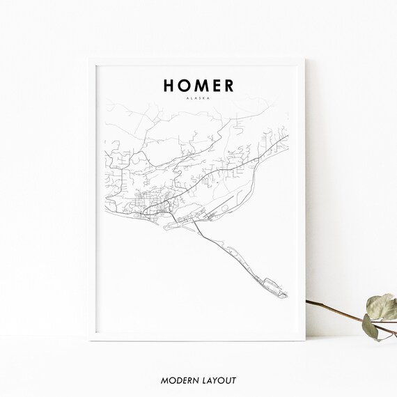 Homer AK Map Print Alaska USA Map Art Poster Kenai - Etsy