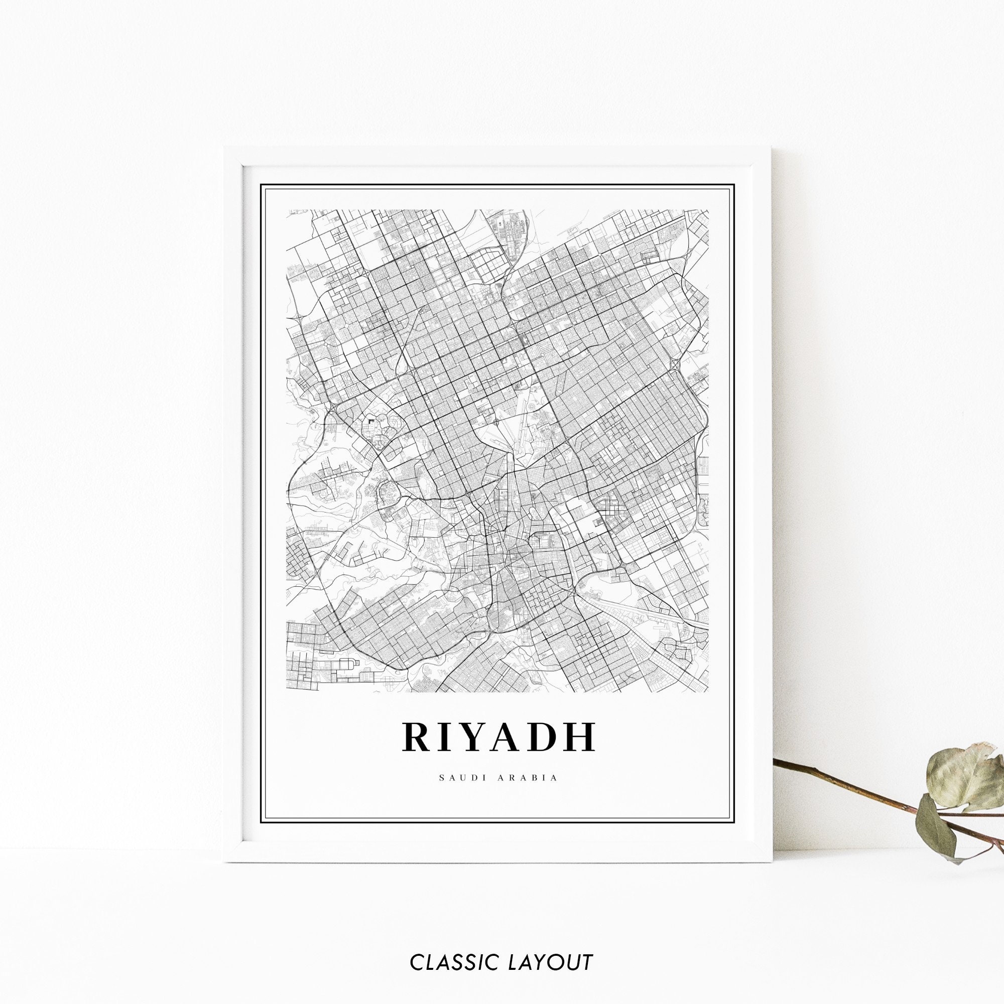 Riyadh Area Saudi Arabia Map Print, Map Art Poster, الرياض Ar-riyāḍ ...