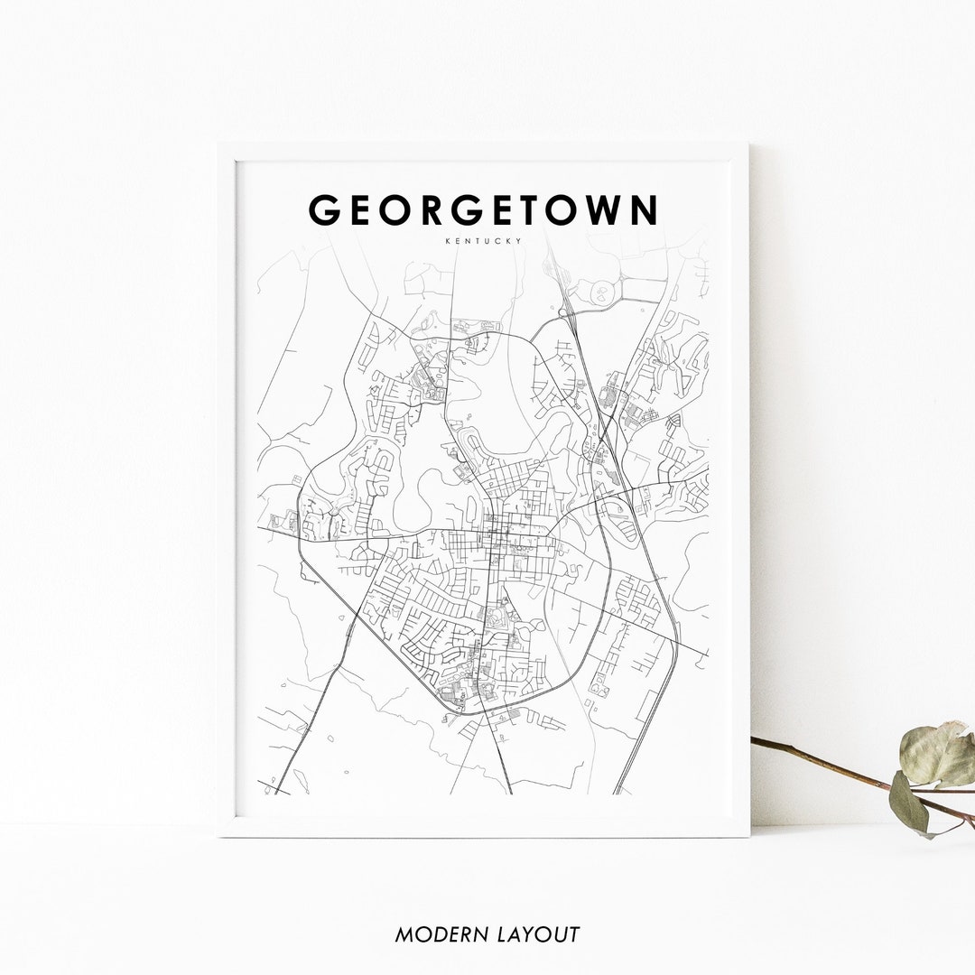 Georgetown KY Map Print, Kentucky USA Map Art Poster, Scott, City ...