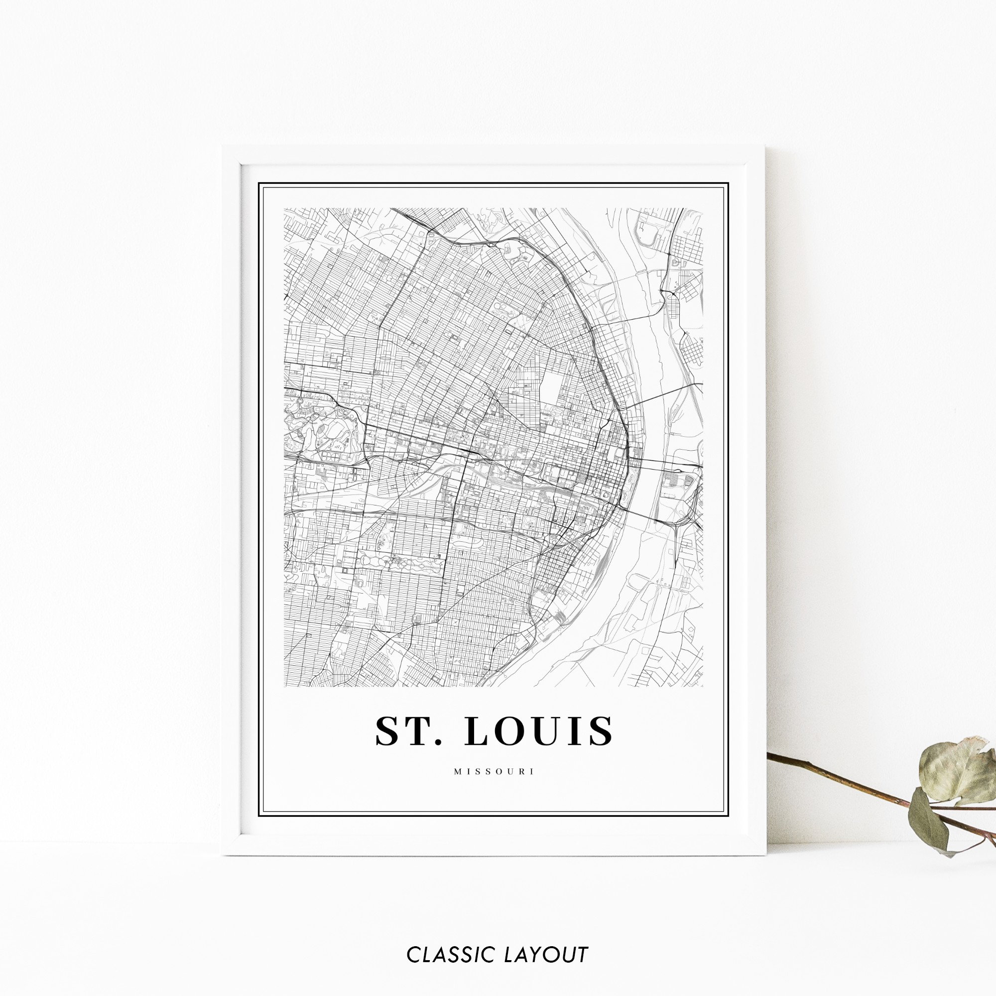 Downtown St. Louis MO Map Print Missouri USA Map Art Poster | Etsy