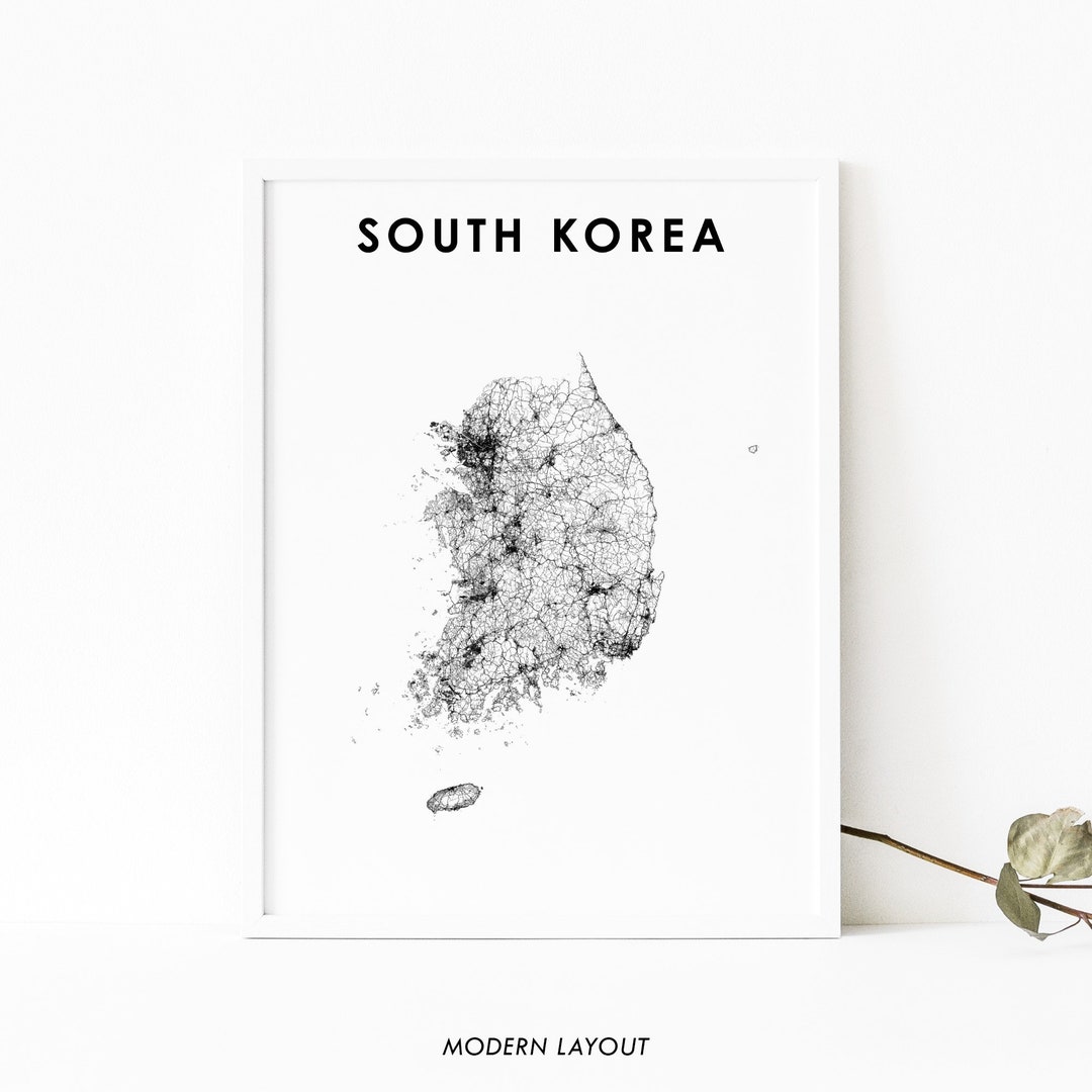 South Korea Map Print, Road Map Poster, 韓國 大韓民國 南韓 한국 대한민국 남한 지도 Map ...