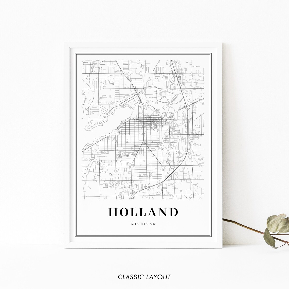 Holland MI Map Print Michigan USA Map Art Poster Ottawa - Etsy