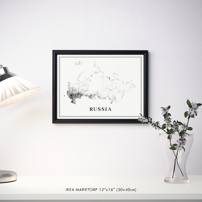 Russia Map Print, Road Map Art Poster, Moscow Russian Federation ...