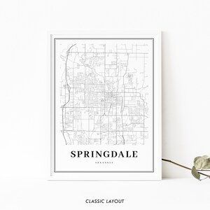 Springdale AR Map Print, Arkansas USA Map Art Poster, City Street Road ...