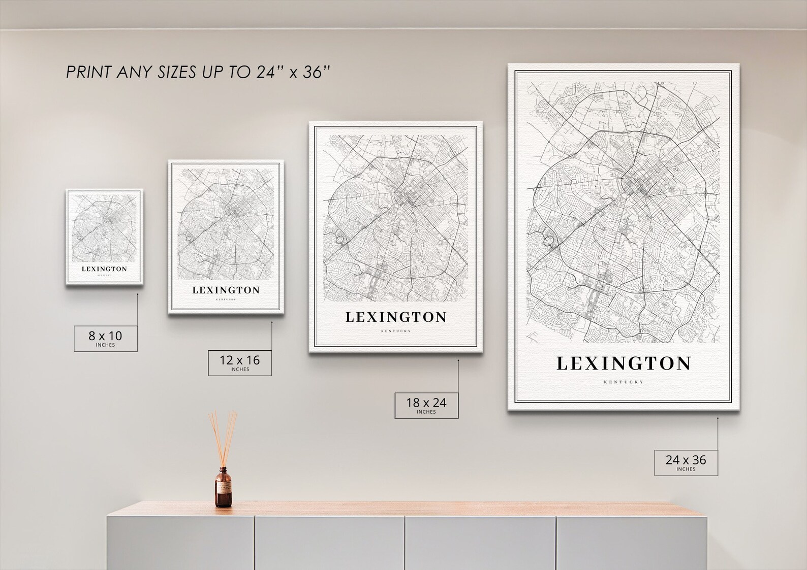 Lexington KY Map Print, Kentucky USA Map Art Poster, Fayette, City ...