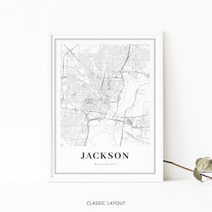 Jackson MS Map Print Mississippi USA Map Art Poster City | Etsy