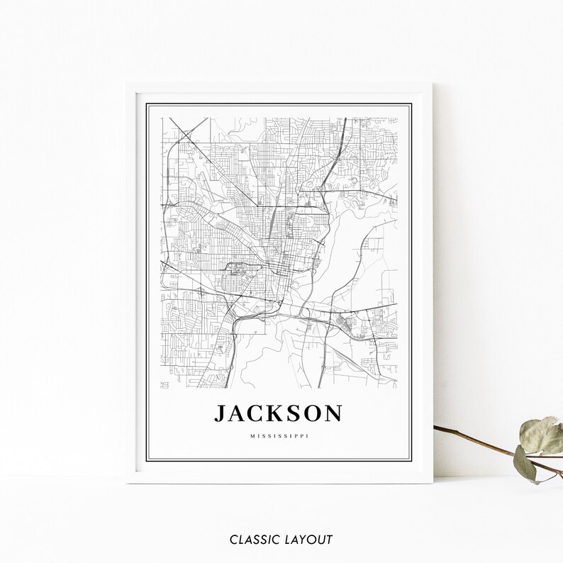 Jackson MS Map Print Mississippi USA Map Art Poster City | Etsy