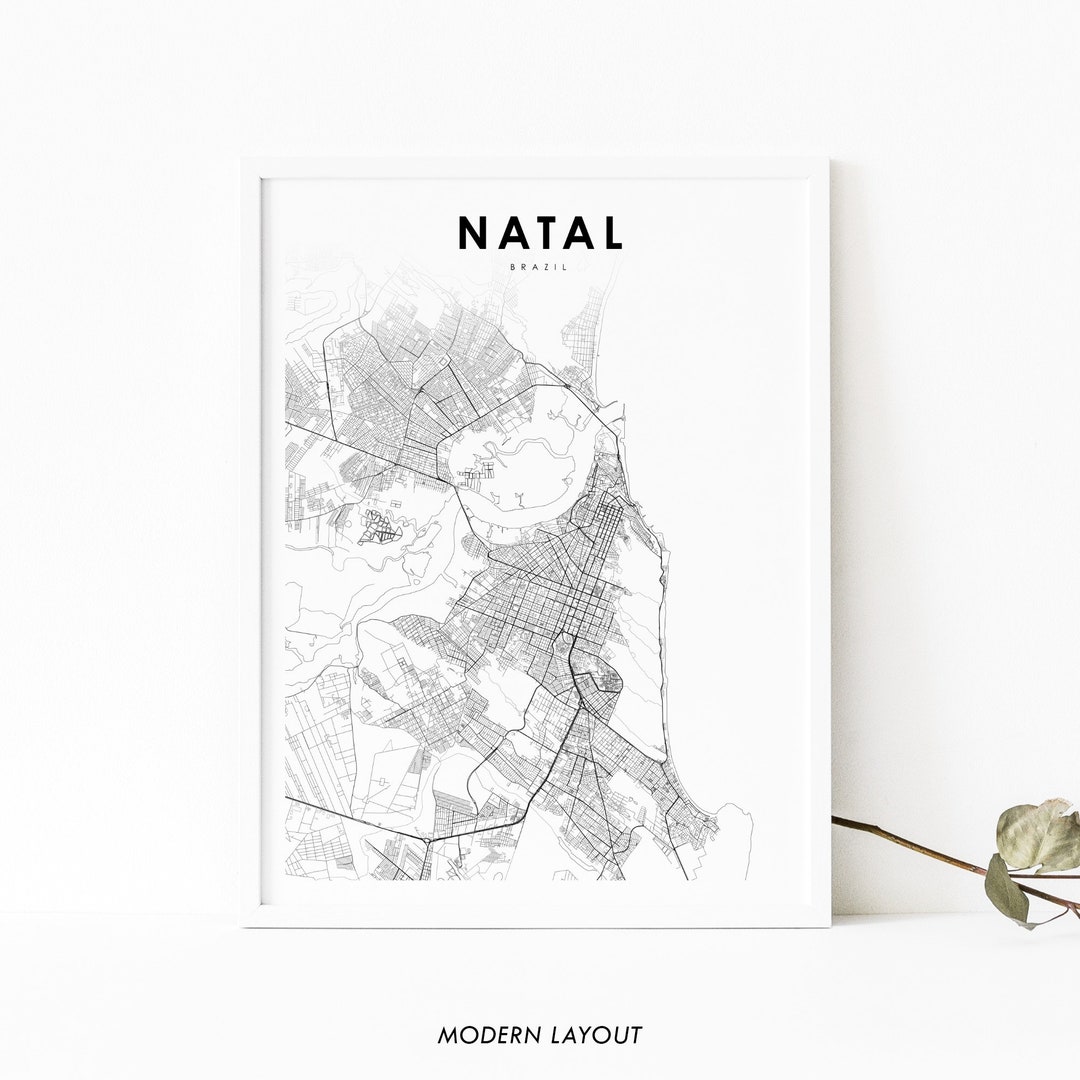 Natal Brazil Map Print, Brasil Map Art Poster, Rio Grande Do Norte ...