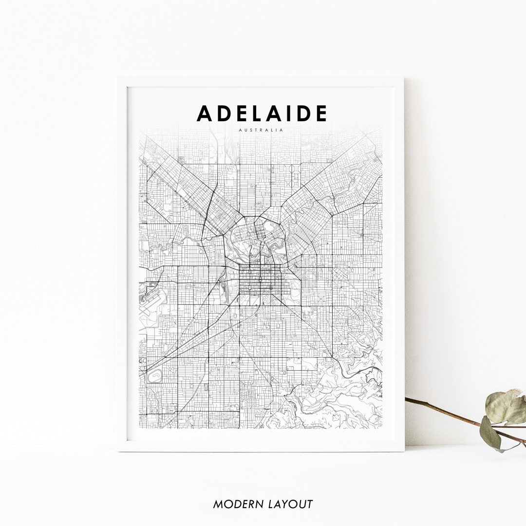 Adelaide Australia Map Print, SA Map Art Poster, City Street Road Map ...