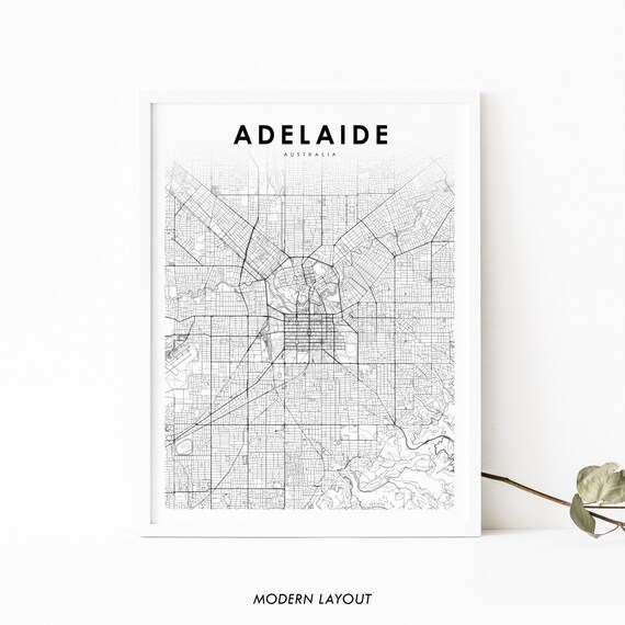 Adelaide Australia Map Print SA Map Art Poster City Street | Etsy