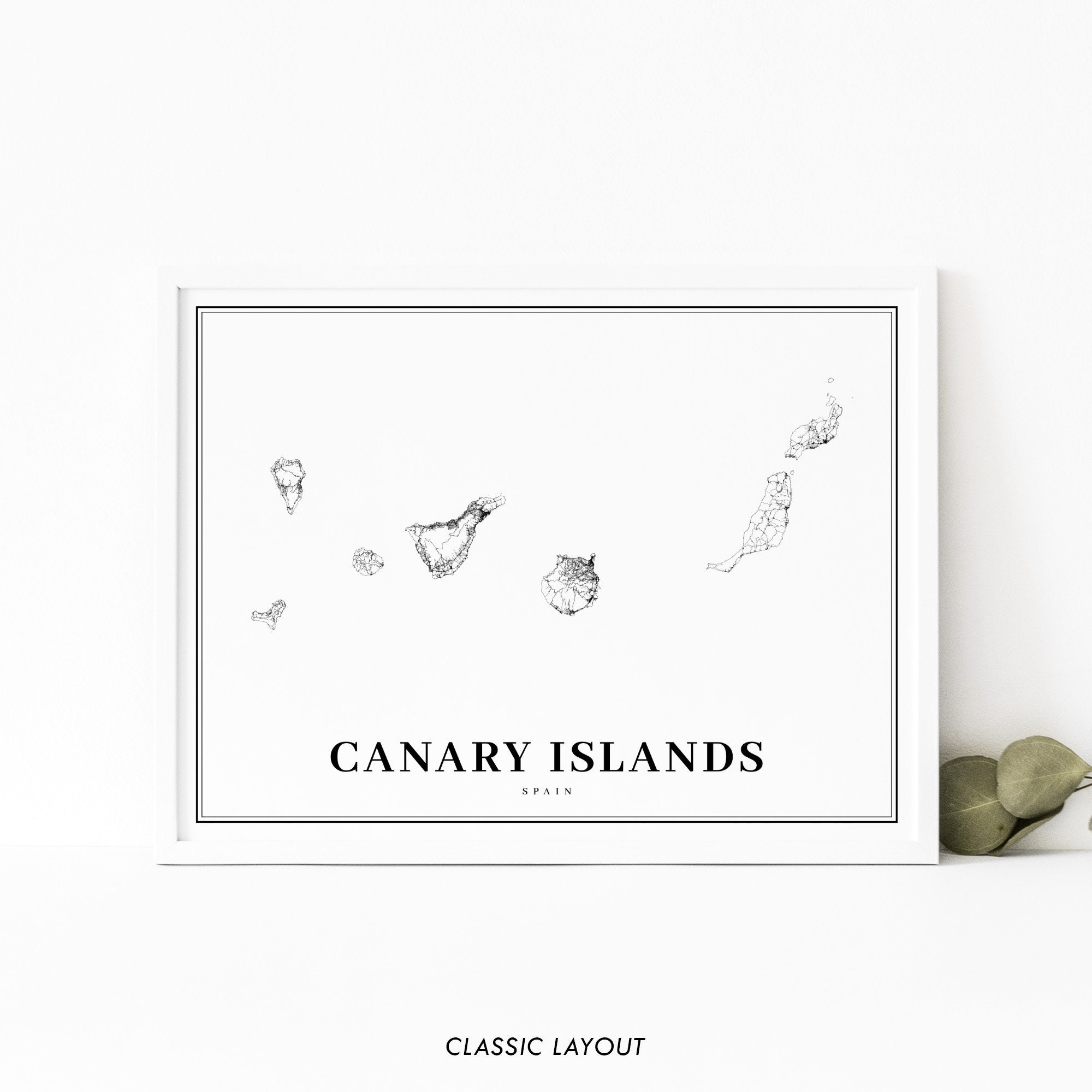 Canary Islands Spain Map Print, Road Map Poster, Islas Canarias España ...