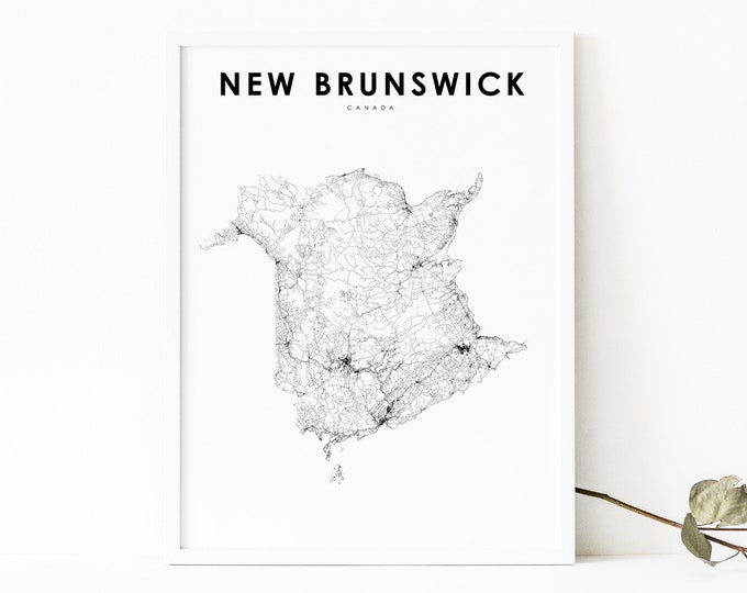 Moncton New Brunswick Map Poster - New Brunswick Map Print - Art Deco ...