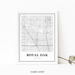 Royal Oak MI Map Print, Michigan USA Map Art Poster, City Street Road ...