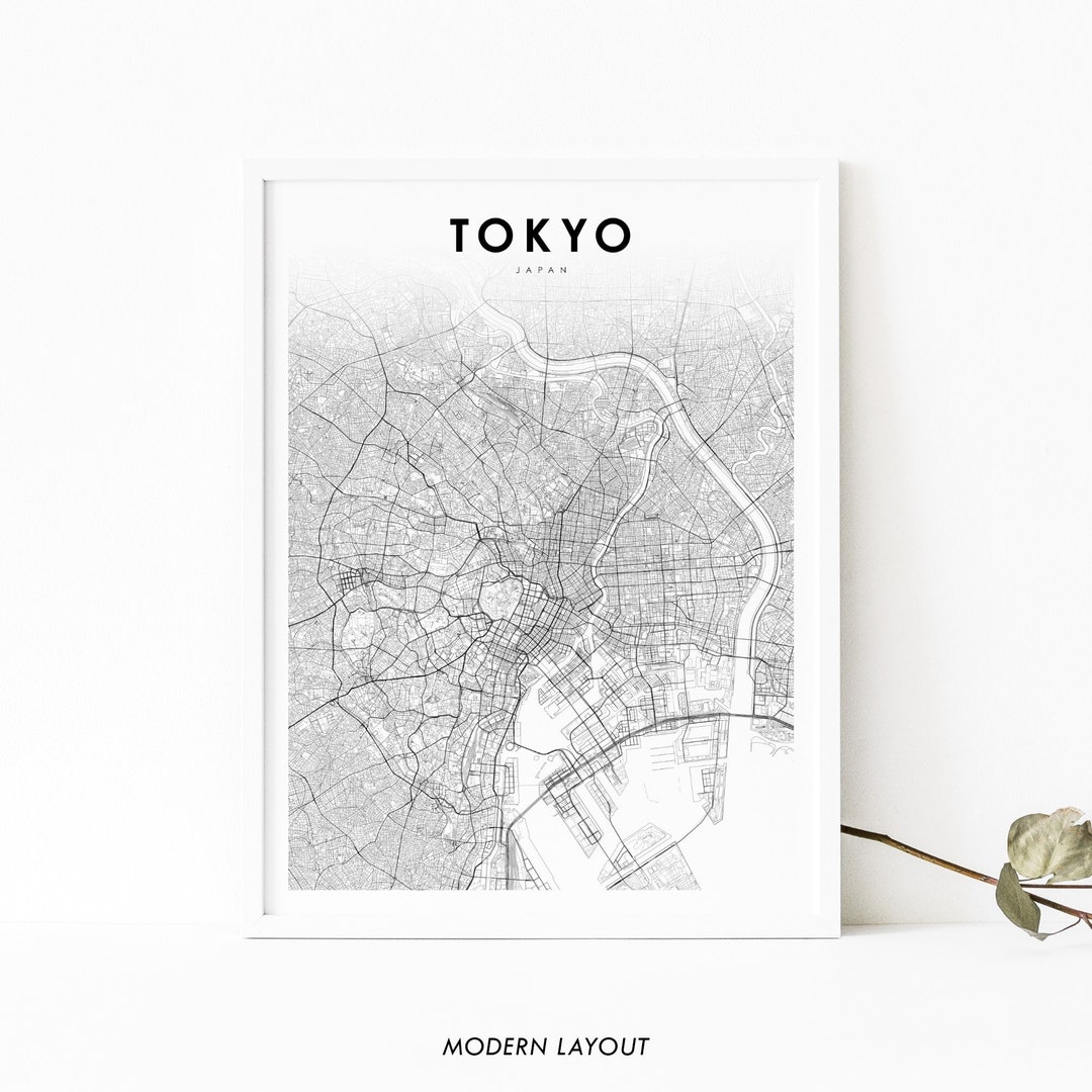 Tokyo Japan Map Print, Map Art Poster, 東京 東京都 日本, City Street Road Map ...
