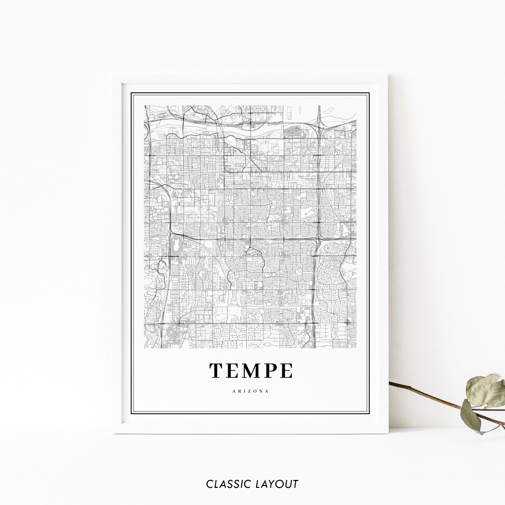 Tempe AZ Map Print Arizona USA Map Art Poster Phoenix | Etsy