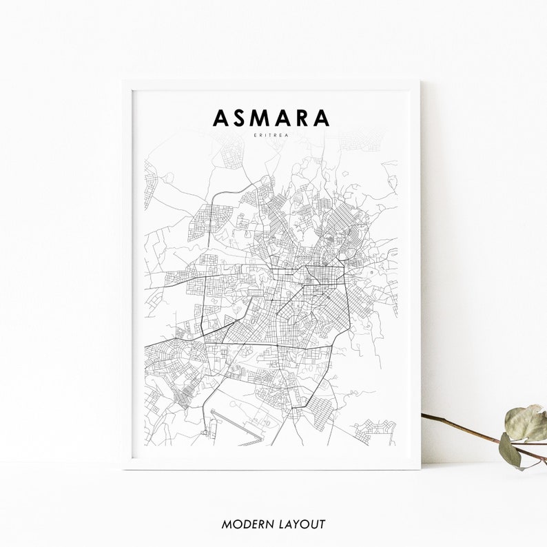 Asmara Eritrea Map Print Asmera Map Art Poster Africa City - Etsy
