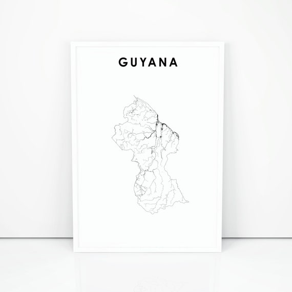 Guyana Map Print Country Road Map Poster Georgetown South | Etsy