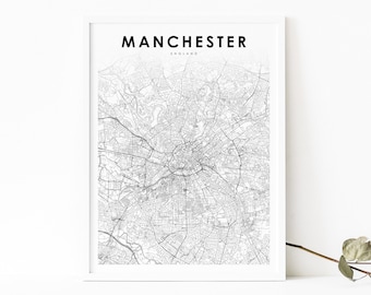 Manchester Map Print - Etsy UK