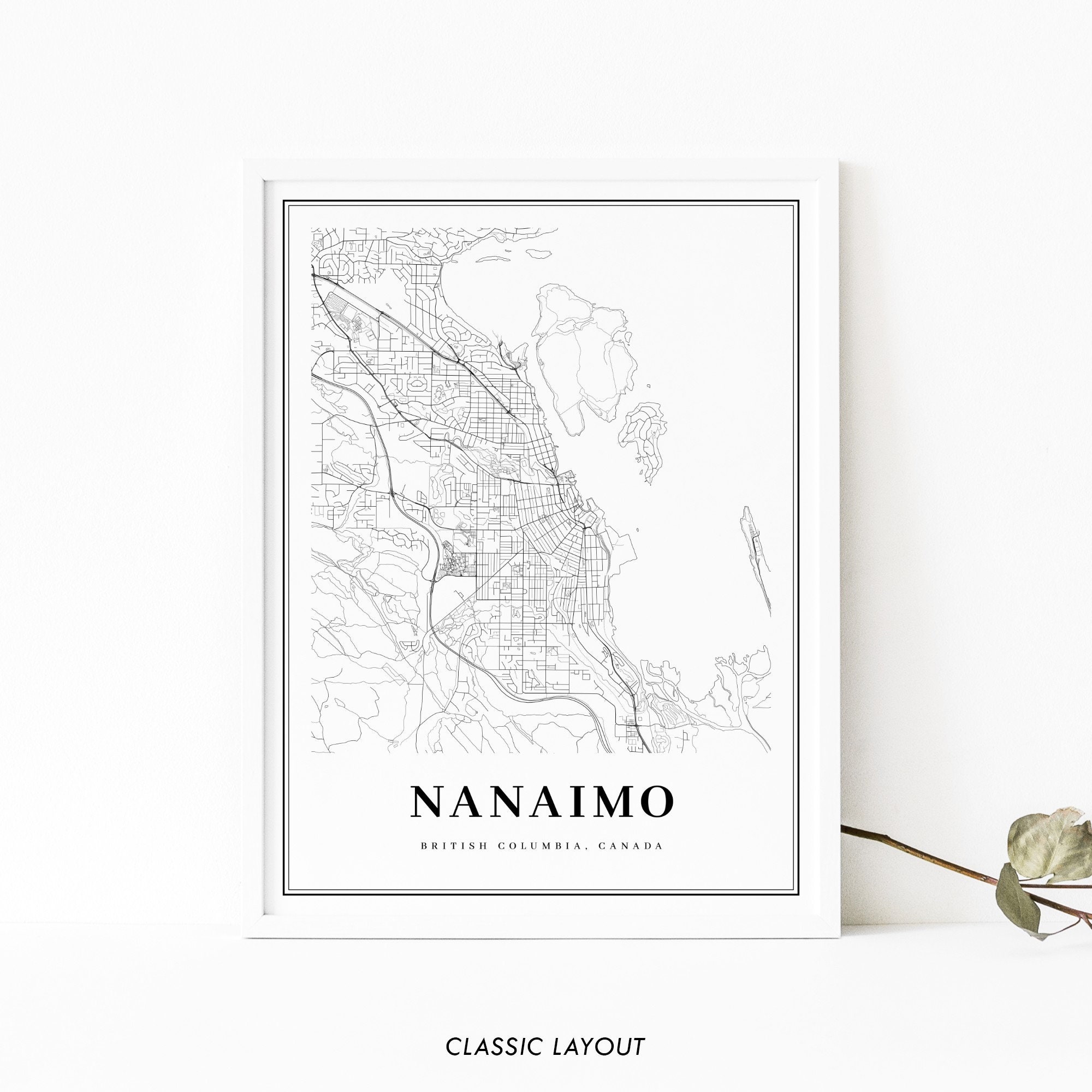 Nanaimo BC Map Print British Columbia Canada Map Art Poster | Etsy