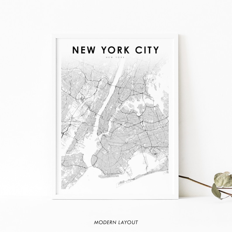 New York Area Map Print, New York City NYC NY USA Map Art Poster, City ...