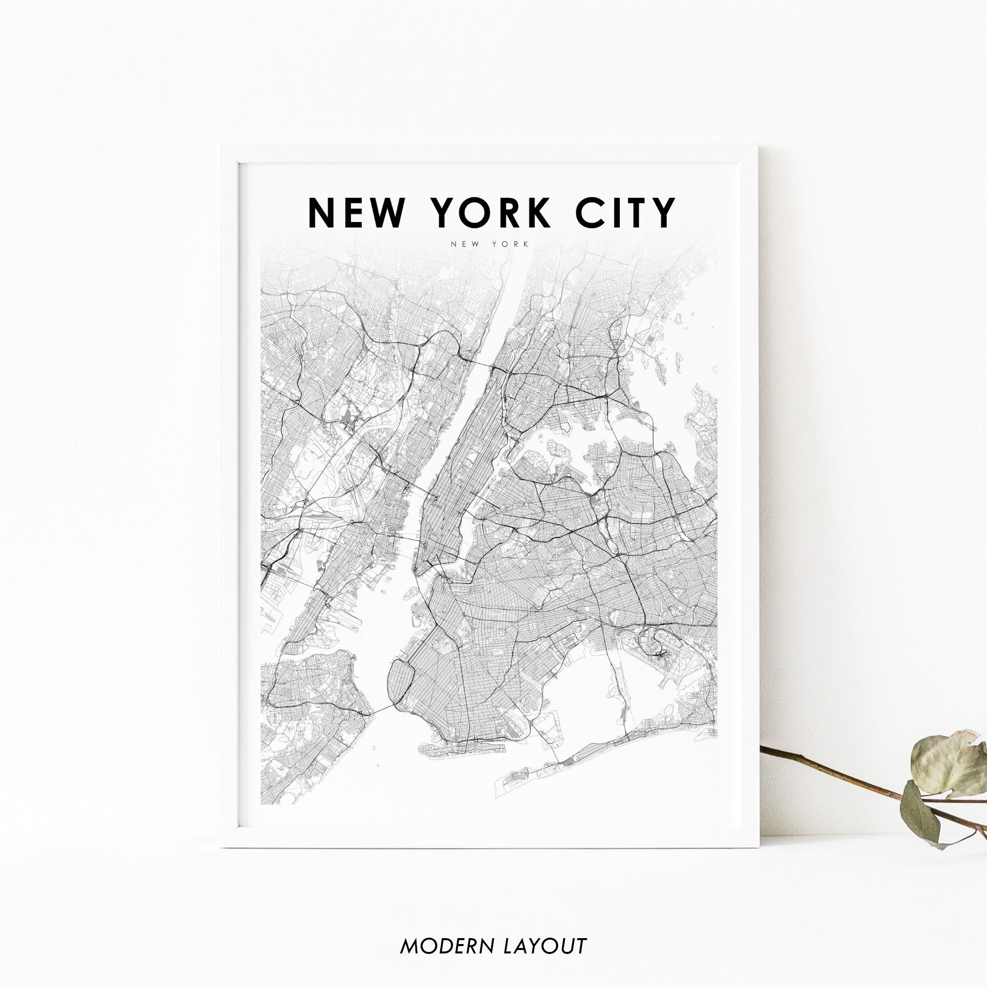 New York Area Map Print, New York City NYC NY USA Map Art Poster, City ...