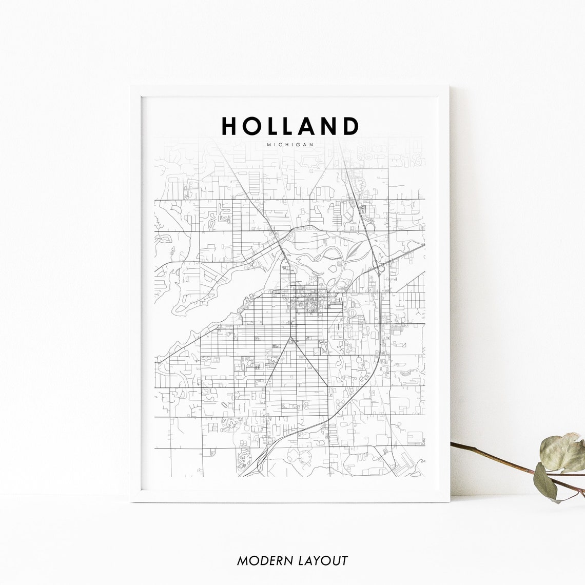 Holland MI Map Print Michigan USA Map Art Poster Ottawa | Etsy